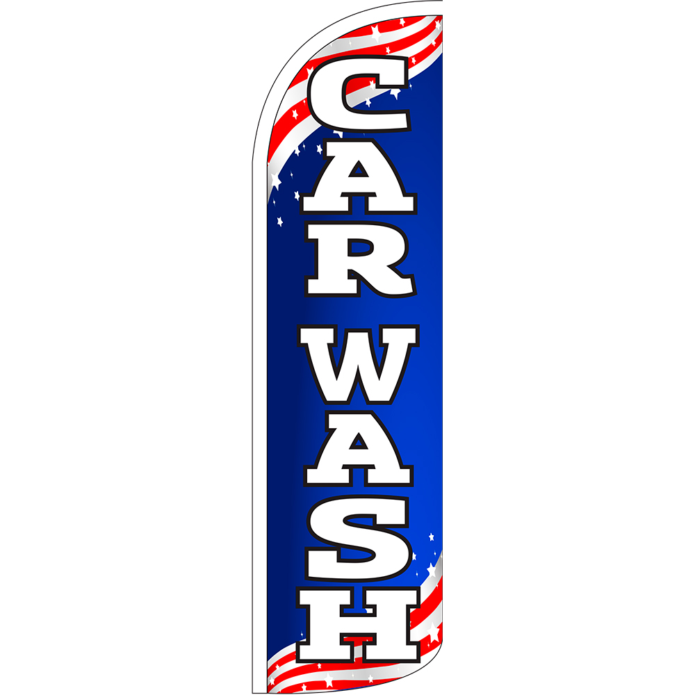 Car Wash (Patriotic) Windless Feather Flag Bundle (Complete Kit) OR ...
