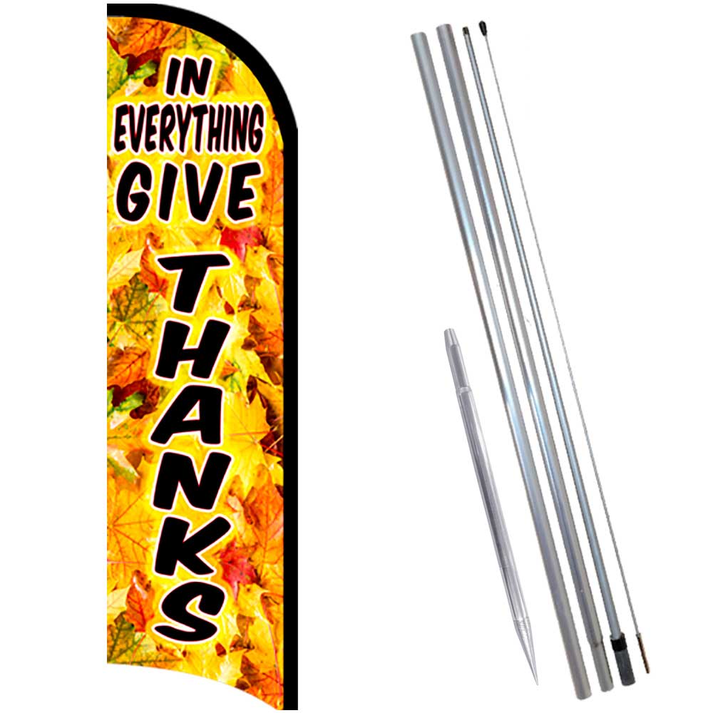 GIVE THANKS Premium Windless Feather Flag Bundle (Complete Kit) OR ...