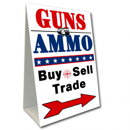 Guns & Ammo (Arrow) Economy A-Frame Sign 2 Feet Wide by 3 Feet Tall ...