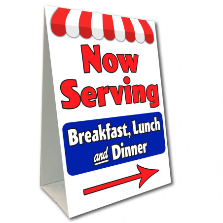 Now Serving Breakfast Lunch & Dinner Economy A-Frame Sign 24" Wide by ...