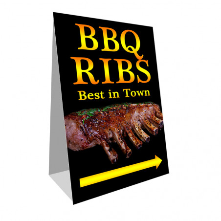 BBQ Ribs Economy A-Frame Sign 2 Feet Wide by 3 Feet Tall
