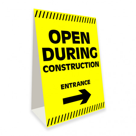 Open During Construction (Arrow) Economy A-Frame Sign 2 Feet Wide by 3 ...