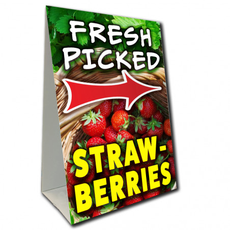 Strawberries Arrow Economy A-Frame Sign 2 Feet Wide by 3 Feet Tall