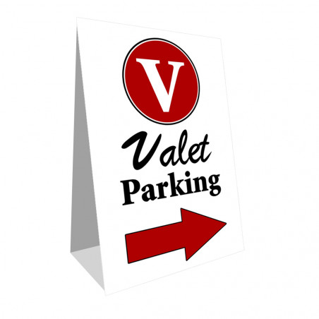 Valet Parking (Side Arrow) Economy A-Frame Sign 2 Feet Wide by 3 Feet Tall
