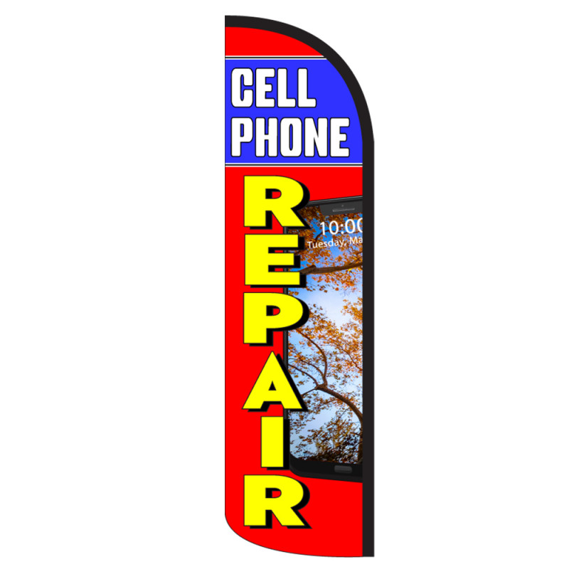 CELL PHONE REPAIR Premium Windless Feather Flag Bundle (11.5' Tall Flag ...
