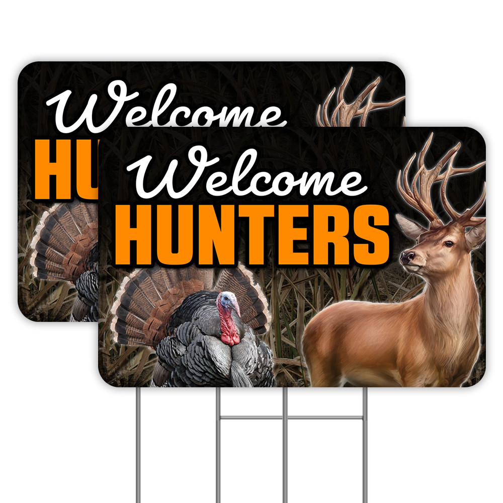 Welcome Hunters 2 Pack Double-Sided Yard Signs (Made In Texas) | eBay