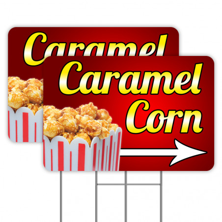 Caramel Corn 2 Pack Yard Signs 16" x 24" - Double-Sided Print, with ...