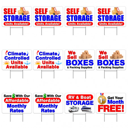 Self Storage 12 Pack Yard Signs - Each Sign is 24" x 16" Single-Sided ...