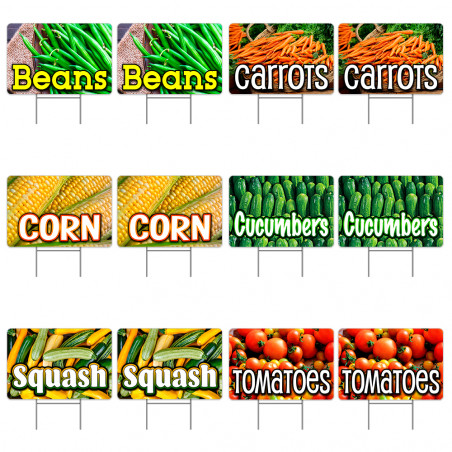 Assorted Produce 12 Pack Yard Signs - Each Sign is 24" x 16" Single ...