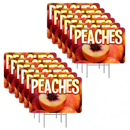 Peaches 12 Pack Yard Signs - Each Sign is 24" x 16" Single-Sided and ...
