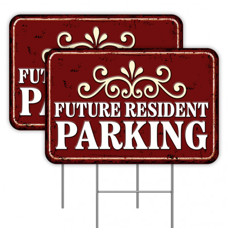 FUTURE RESIDENT PARKING 2 Pack Double-Sided Yard Signs 16" x 24" with ...