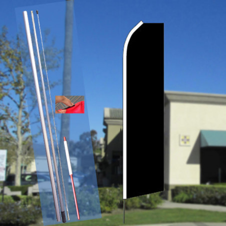 Solid Black Flutter Feather Flag Bundle (11.5' Tall Flag, 15' Tall ...