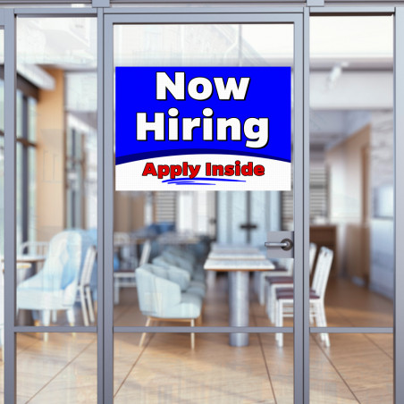 Now Hiring Apply Inside 32" x 24" Perforated Removable Window Decal ...