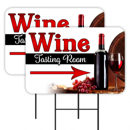 WINE 2 Pack Double-Sided Yard Signs 16" x 24" with Metal Stakes (Made ...