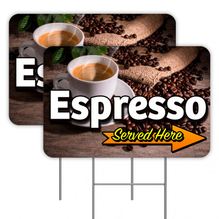 Espresso (Arrow) 2 Pack Double-Sided Yard Signs 16" x 24" with Metal ...