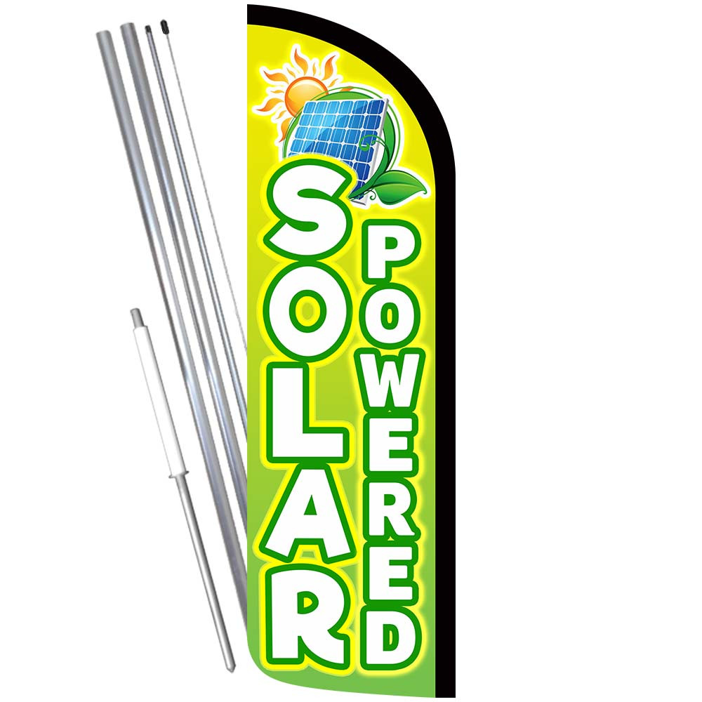 Solar Powered Premium Windless Feather Flag Bundle (Complete Kit) OR ...