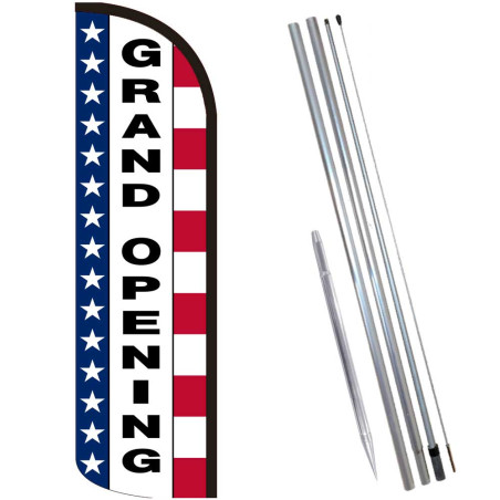 Grand Opening (Stars & Stripes) Flutter Feather Flag Bundle (11.5' Tall ...
