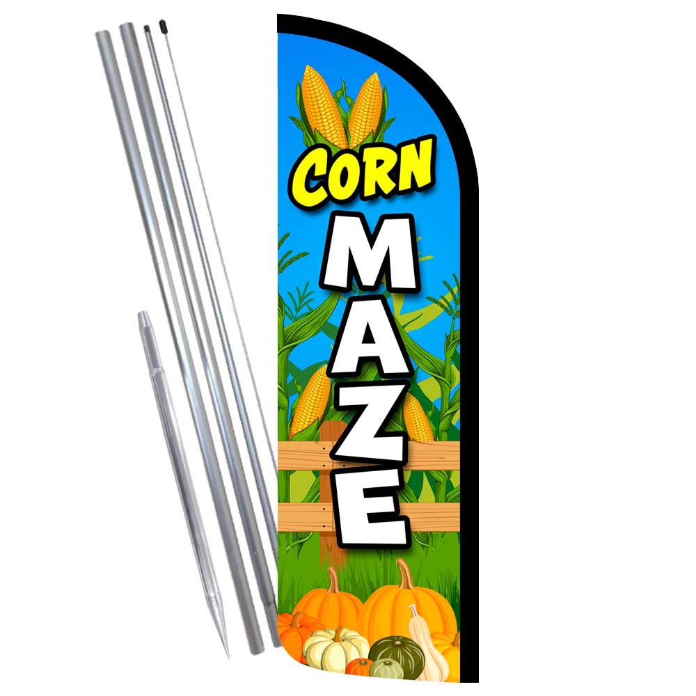 CORN MAZE Premium Windless Feather Flag Bundle (Complete Kit) OR ...