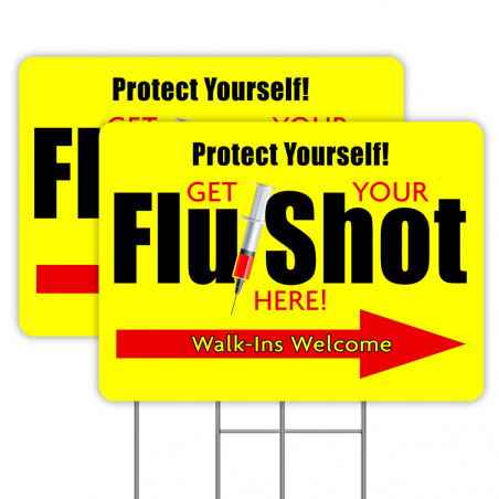 Get Your Flu Shot Here 2 Pack Yard Sign 16" x 24" - Double-Sided Print ...