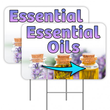 Essential Oils (Arrow) 2 Pack Double-Sided Yard Signs 16" x 24" with ...