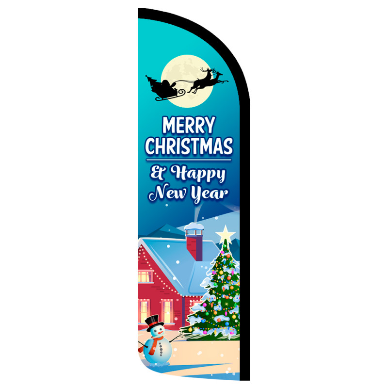 Merry Christmas - Happy New Year Premium Windless Feather Flag Bundle ...