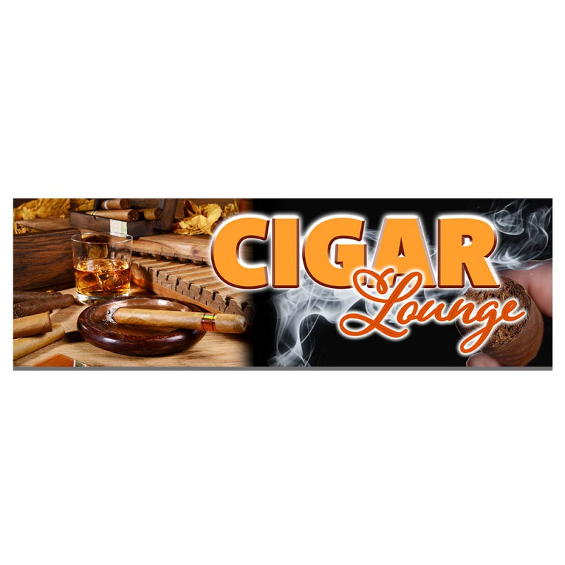 Cigar Lounge Vinyl Banner 5 Feet Wide by 2 Feet Tall