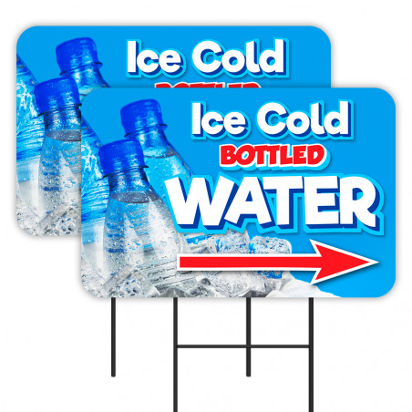 Ice Cold Bottled Water 2 Pack Double-Sided Yard Signs 16" x 24" with ...
