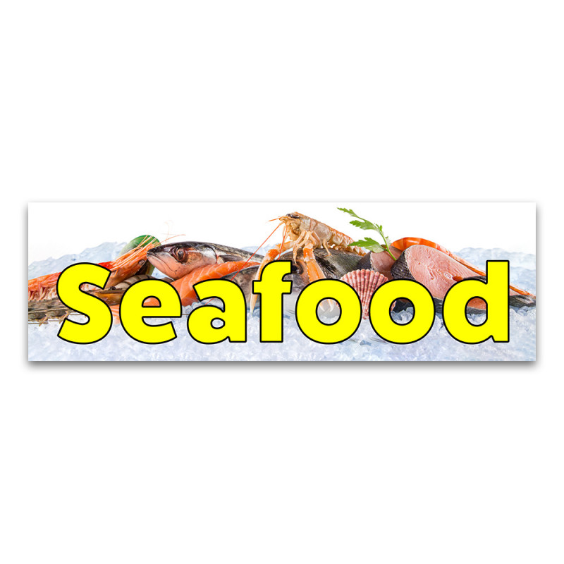 Fresh Seafood 2 Pack Yard Signs 16" x 24" - Double-Sided Print, with ...
