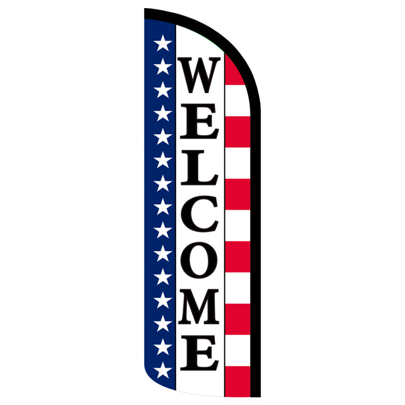 Welcome (Stars & Stripes) Flutter Feather Flag Bundle (11.5' Tall Flag ...