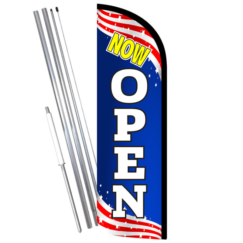 Vista Flags Now Open (Patriotic) Windless Feather Flag Bundle (11.5 ...