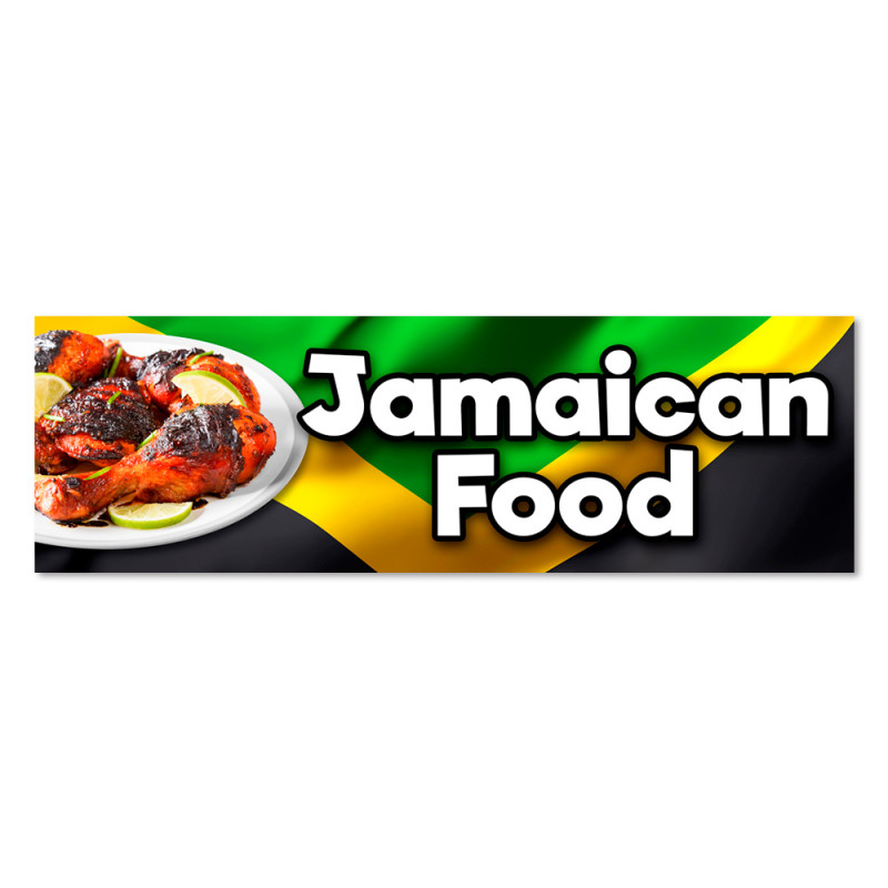 Jamaican Food Vinyl Banner 5 Feet Wide by 2 Feet Tall