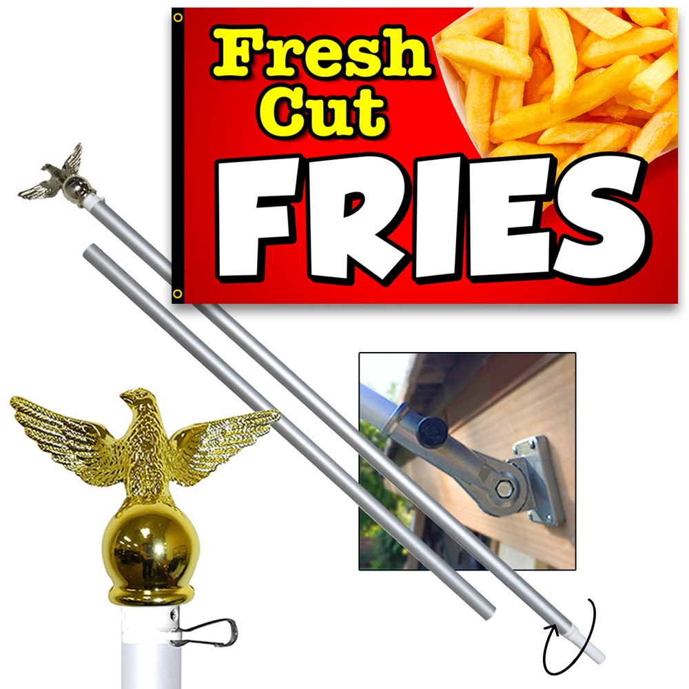 Fresh Cut Fries Premium 3x5 foot Flag OR Optional Flag with Mounting ...