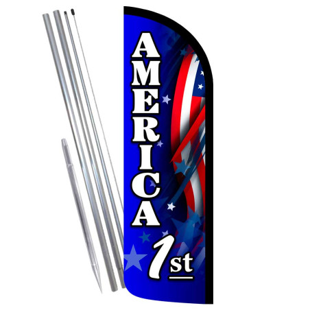 America First Premium Windless Feather Flag Bundle (Complete Kit) OR ...