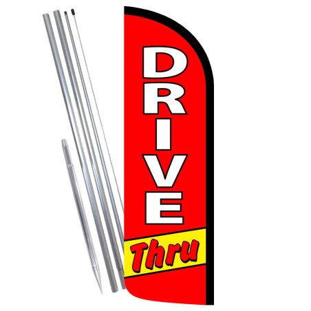 Vista Flags Drive Thru (Red/White) Windless Feather Flag Bundle (11.5 ...