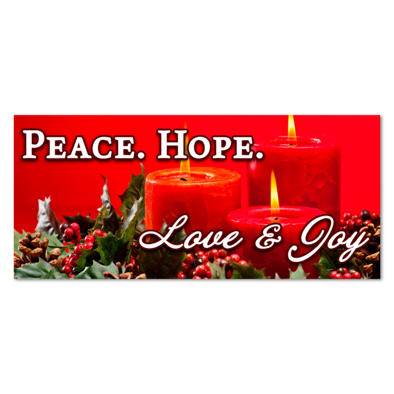 Peace Hope Love Joy - Advent 21" x 47" Magnetic Garage Banner For Steel ...