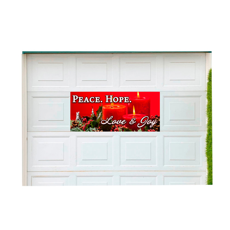 Peace Hope Love Joy - Advent 21" x 47" Magnetic Garage Banner For Steel ...