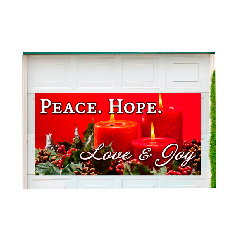 Peace Hope Love Joy - Advent 42" x 84" Magnetic Garage Banner For Steel ...
