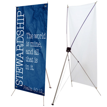 Stewardship - Psalm 50:12 2.5' x 6' Church X-Banner Kit (Printed in the ...