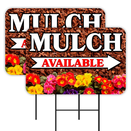 MULCH 2 Pack Double-Sided Yard Signs 16" x 24" with Metal Stakes (Made ...