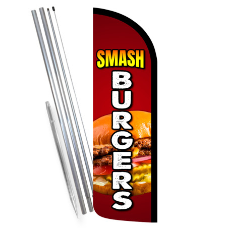 Smash Burgers Premium Windless Feather Flag Bundle (Complete Kit) OR ...