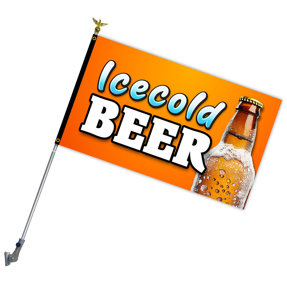 Ice Cold BEER Premium 3x5 Foot Flag OR Optional Flag with Mounting Kit ...