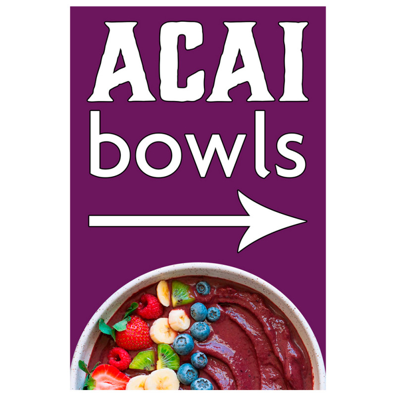 ACAI Bowls (Arrow) Economy A-Frame Sign 2 Feet Wide by 3 Feet Tall ...