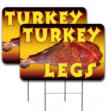 Turkey Legs 2 Pack Yard Sign 16" x 24" - Double-Sided Print, with Metal ...