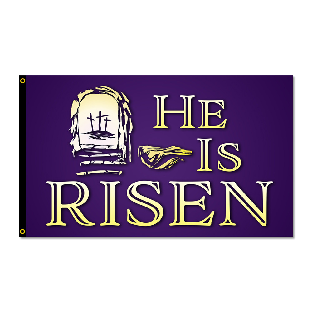 He Is Risen - Happy Easter Premium 3x5 Foot Flag OR Optional Flag with ...