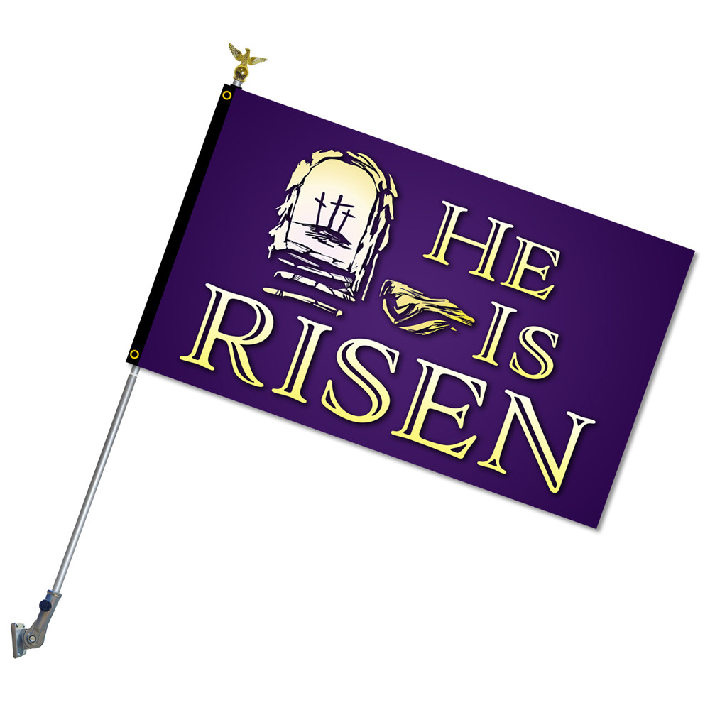 He Is Risen - Happy Easter Premium 3x5 Foot Flag OR Optional Flag with ...