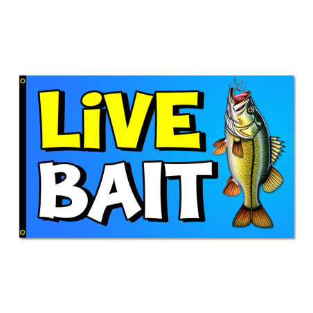 Live Bait - Fishing Tackle Premium 3x5 Flag OR Optional Flag with ...