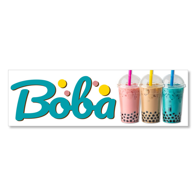 Boba Drinks - Bubble Tea Vinyl Banner with Optional Sizes (Made in the USA)