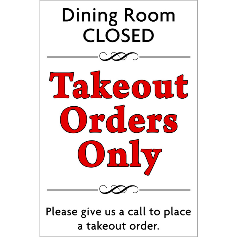 Takeout Orders Only Economy A-Frame Sign 2 Feet Wide by 3 Feet Tall ...