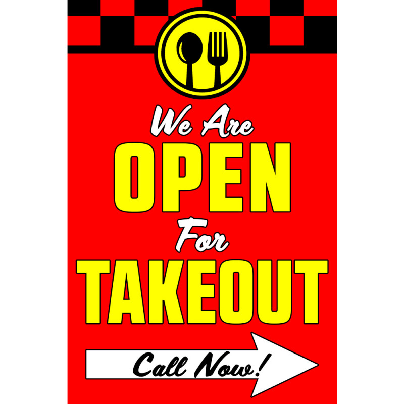 We are Open for Takeout (Arrow) Economy A-Frame Sign 2 Feet Wide by 3 ...