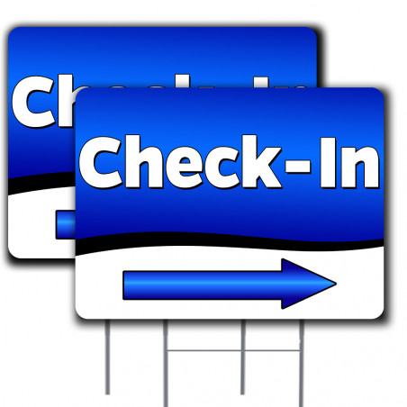 2 Pack Check-in Arrow Design Yard Sign 16" x 24" - Double-Sided Print ...